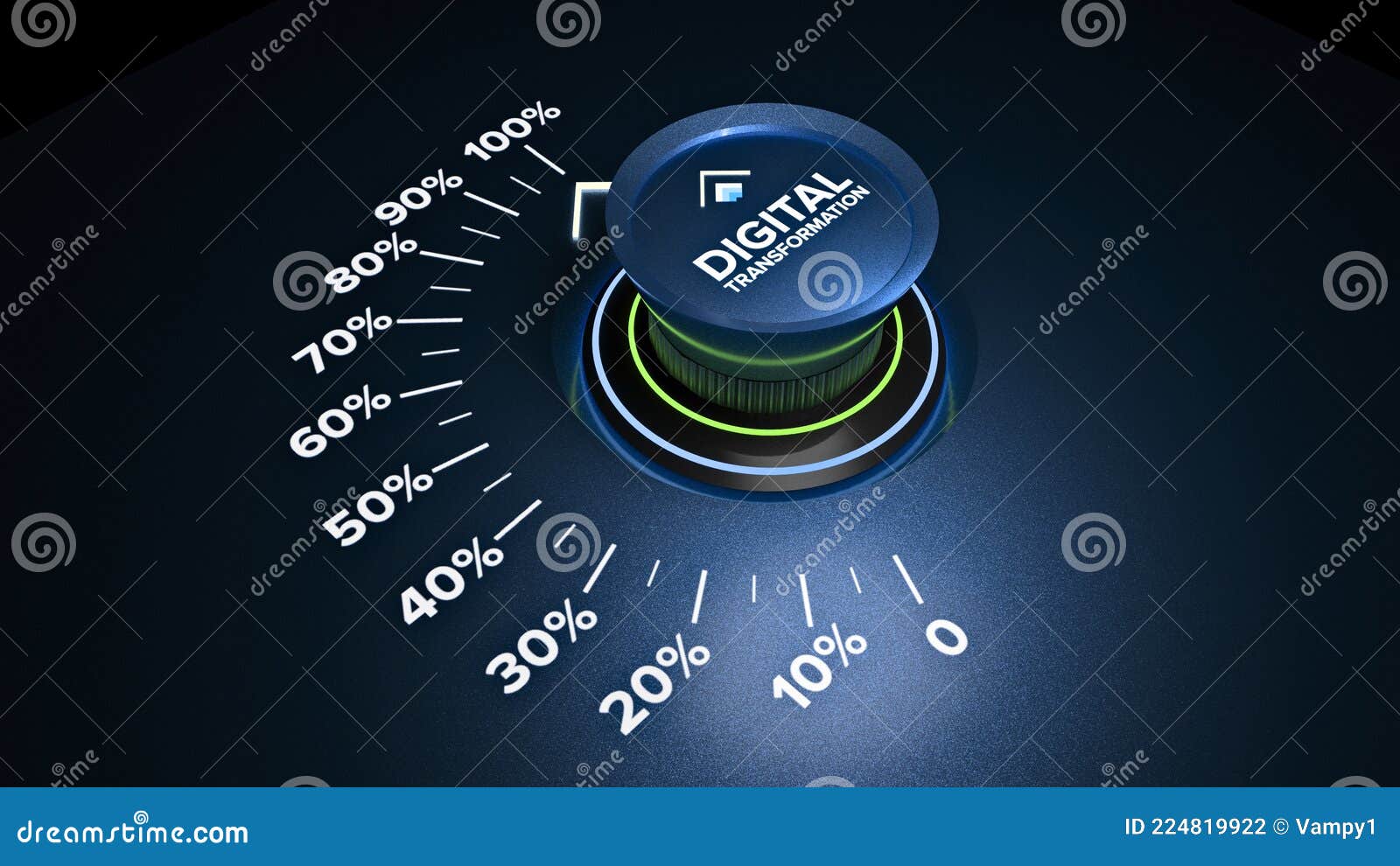Digital Transformation To Improve Efficiency. Rotating Knob To Increase ...