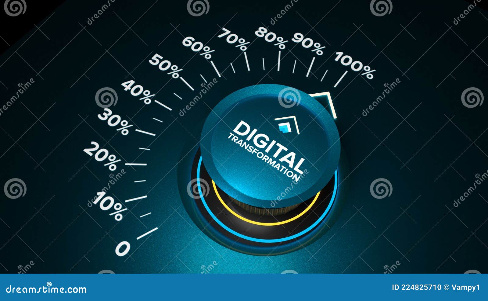 Digital Transformation To Improve Efficiency. Rotating Knob To Increase ...