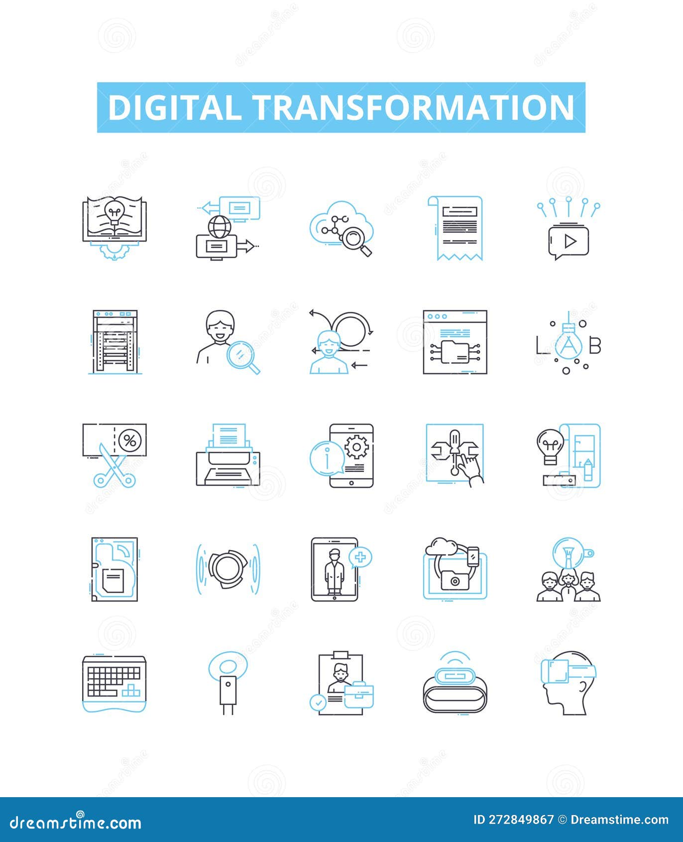 Digital Transformation Vector Line Icons Set. Digital, Transformation ...