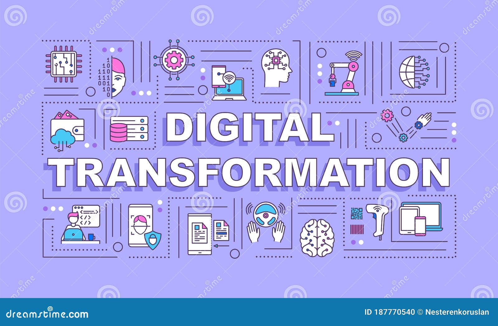 Digital Transformation Word Concepts Banner Stock Vector - Illustration ...