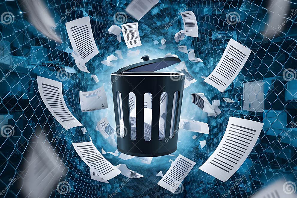 Cool Blue Digital Trash Bin Deletes Floating Documents in Mesh Network ...
