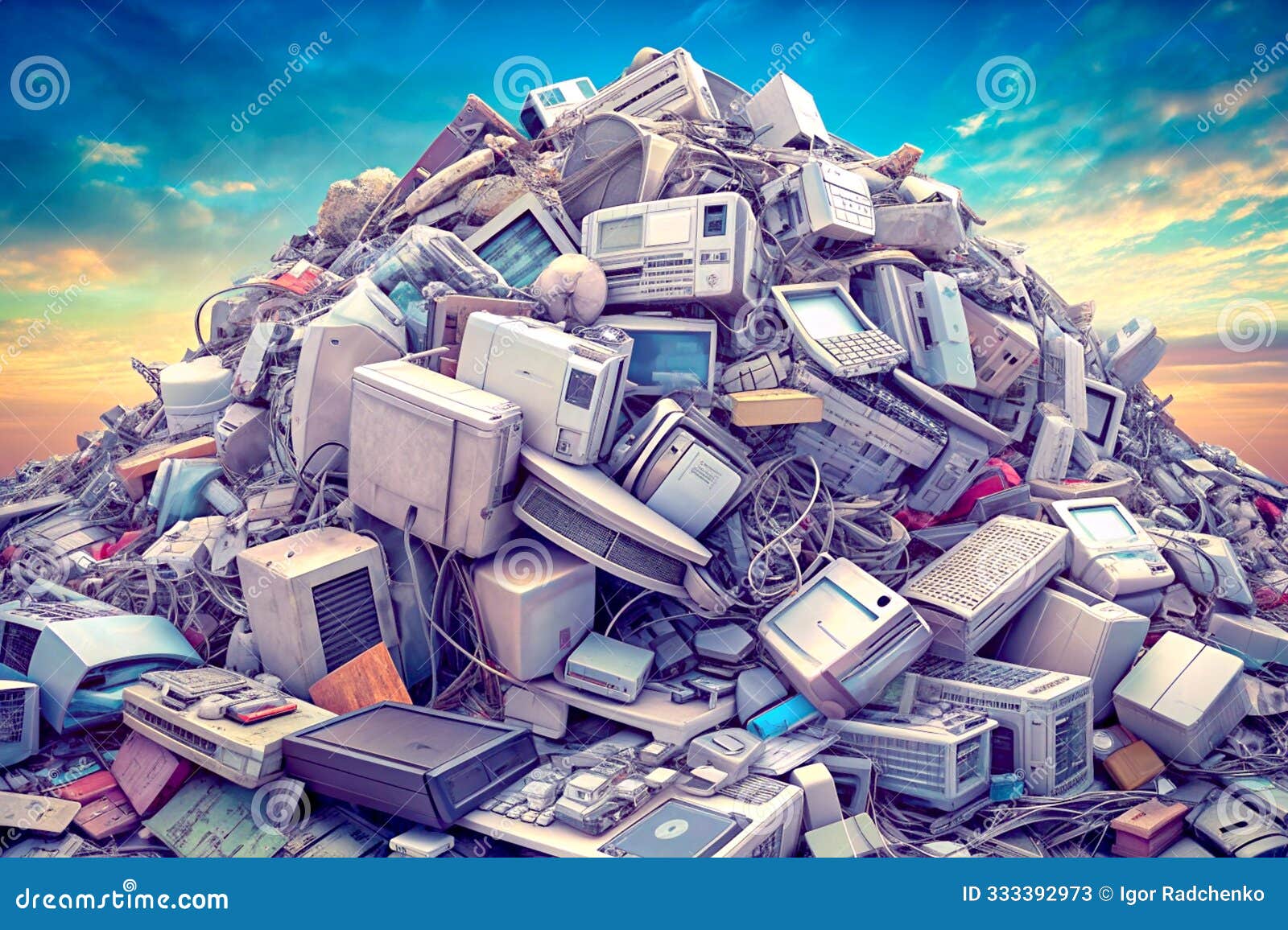 Digital Trash. Dump of Old Laptops, Monitors, Computers Stock ...