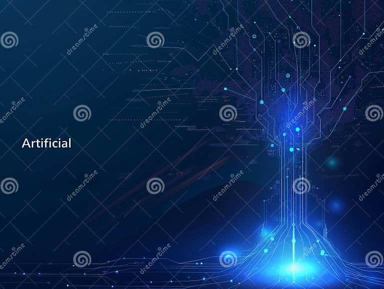 Digital Tree of Artificial Intelligence Stock Photo - Image of energy ...