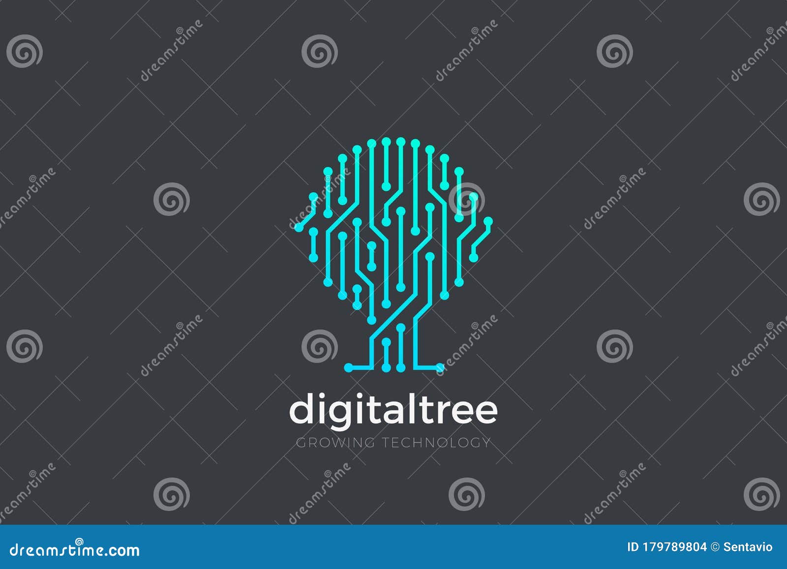 Digital Tree As AI Chip Electronics Circuit Lines Logo Design Abstract ...