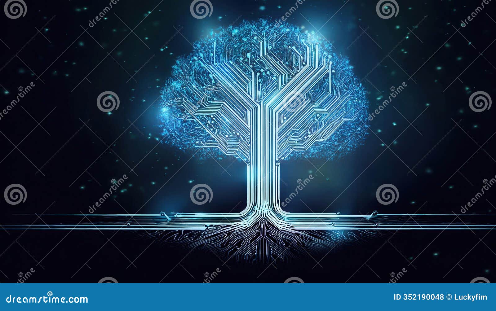 Digital Tree Design with Glowing Branches and Roots, Symbolizing ...