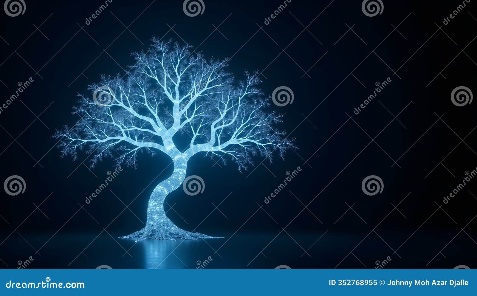 A Digital Tree with Glowing, Circuit-like Branches Growing in the Void ...