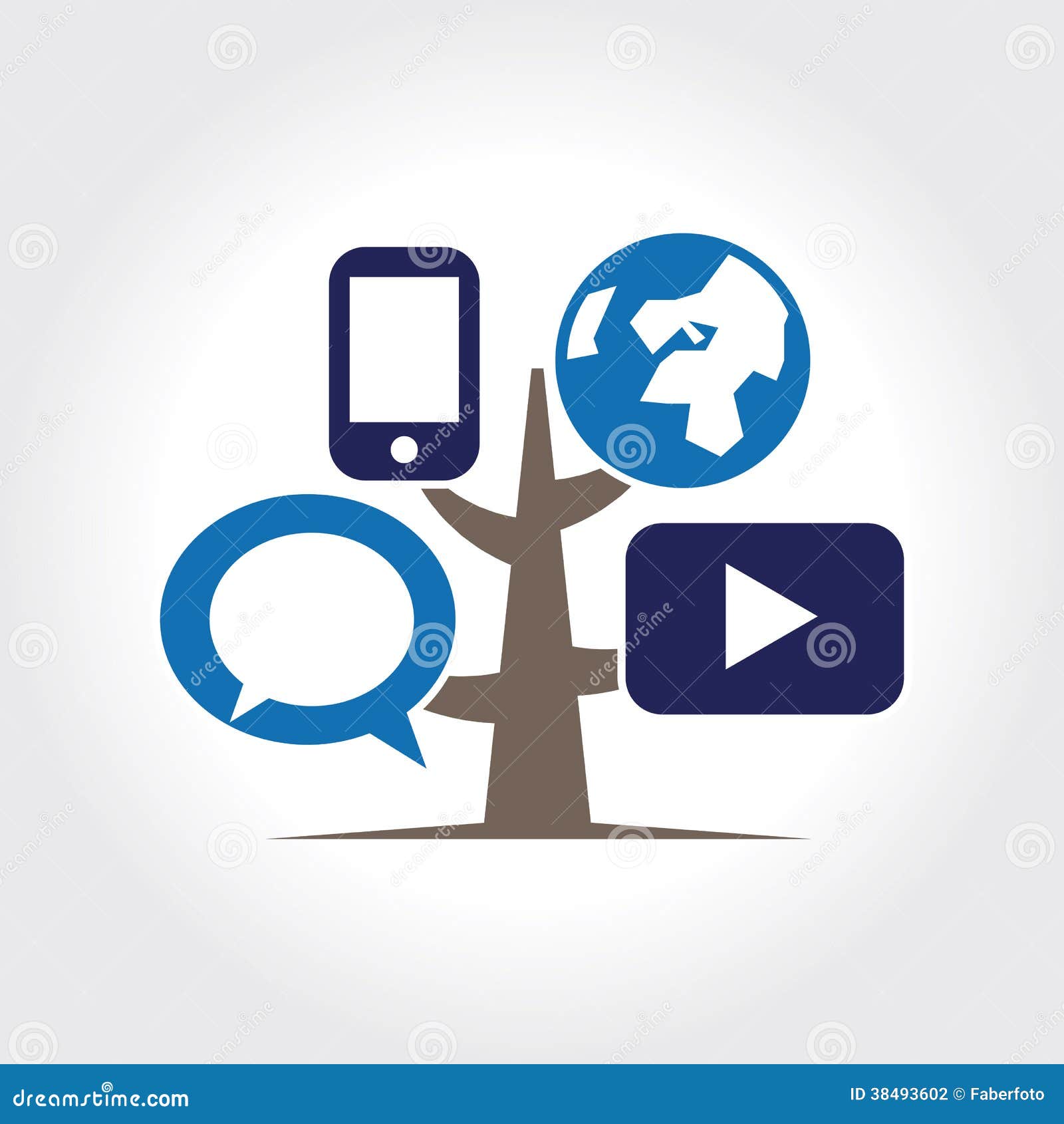 Digital Tree Icon Logo Template. Stock Illustration - Illustration of ...