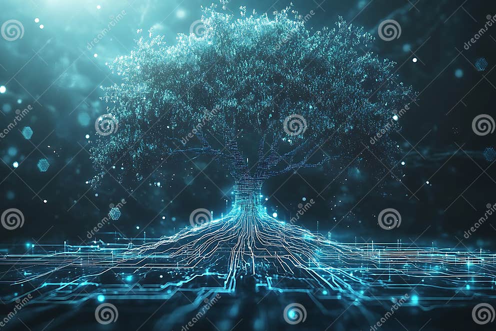 Digital Tree of Knowledge stock illustration. Illustration of ...