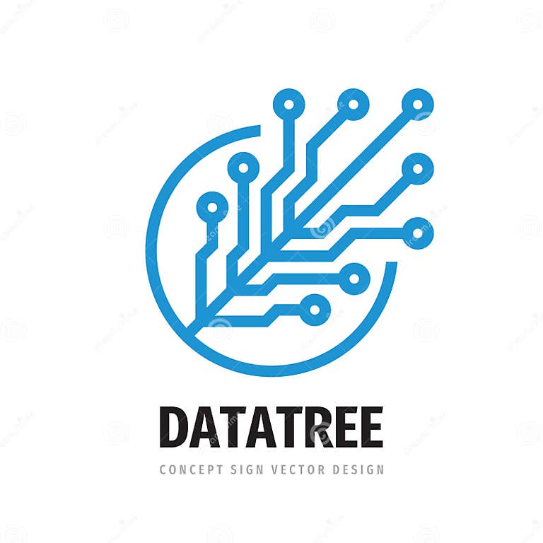 Digital Tree Logo Design. Computer Network Sign. Data Electronic ...