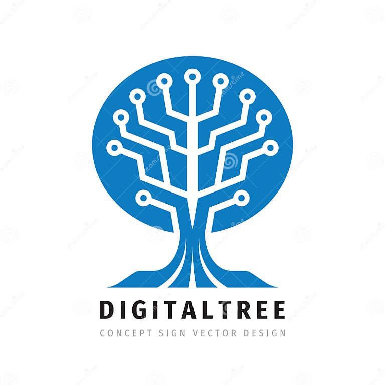 Digital Tree Logo Design. Computer Network Sign. Data Electronic Graphic Symbol. Internet Icon ...