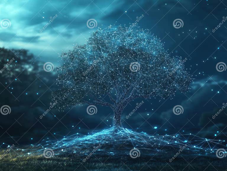 The Digital Tree, a Symbol of Connectedness and Growth Stock Photo ...