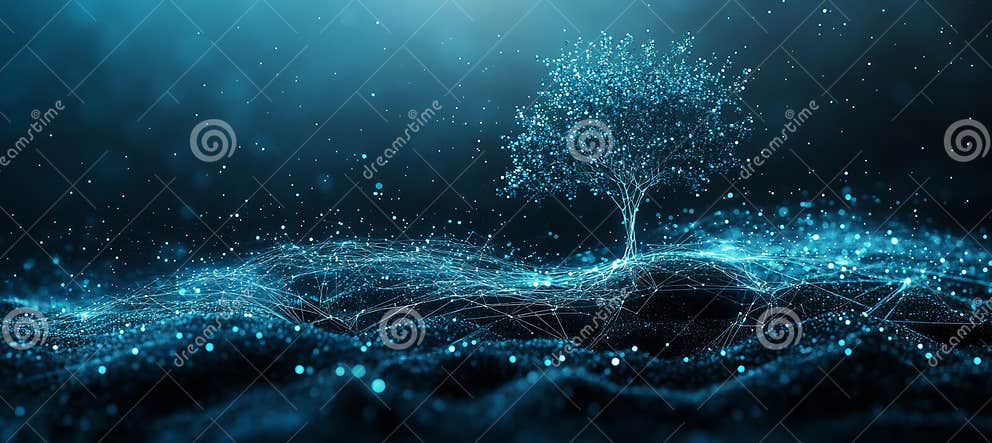 Digital Tree on Technology Background, an Abstract Growth Symbol in ...