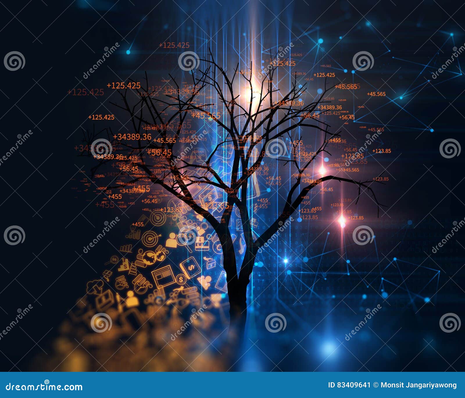 Digital Tree on Technology Background Illustration Stock Illustration ...