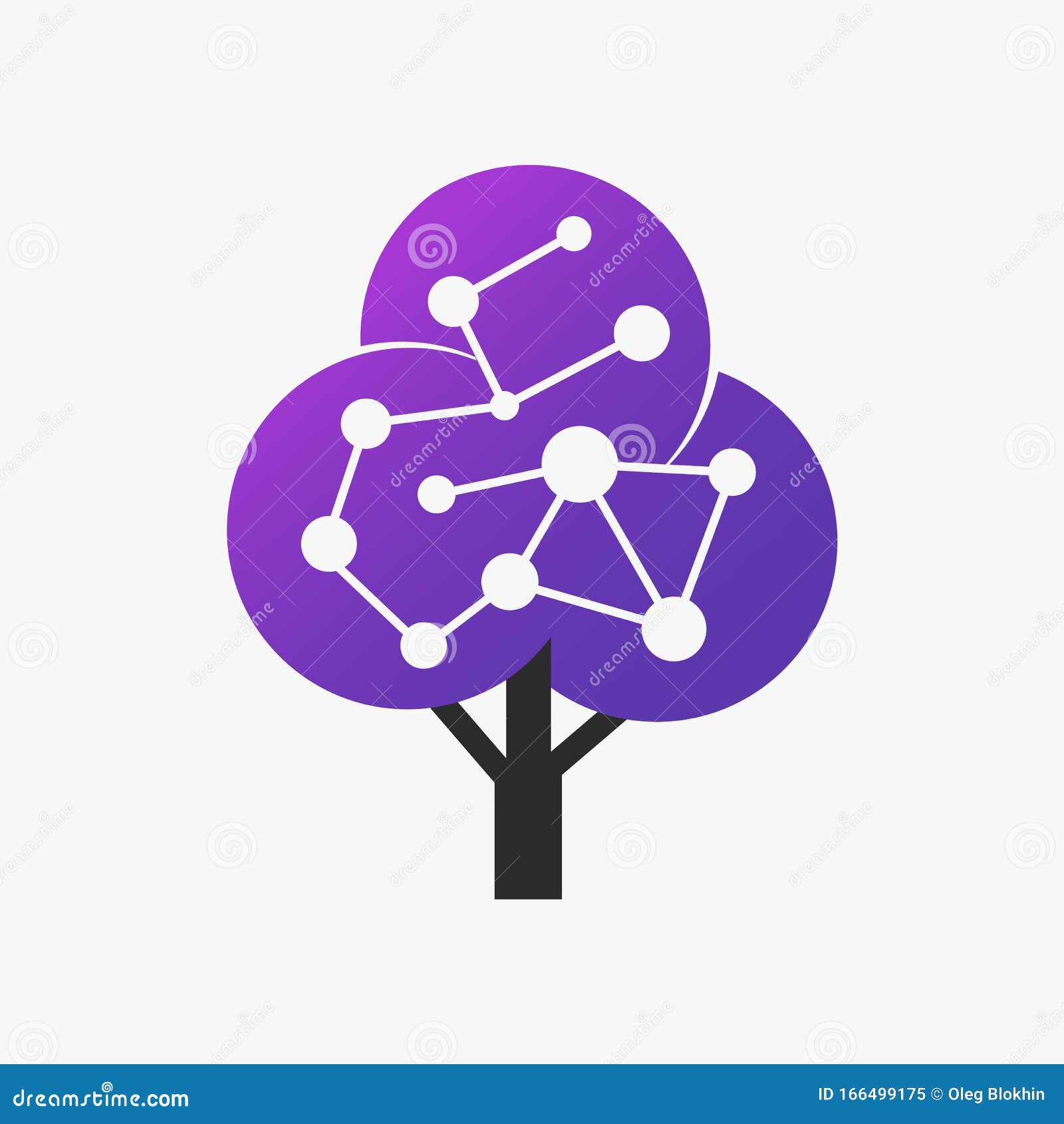 Digital Tree Vector Logo. Abstract Brain, Technology, Plant ...