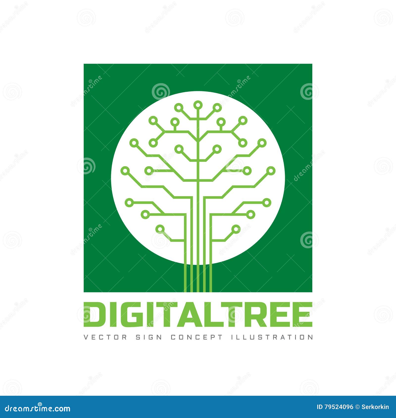 Digital Tree - Vector Logo Template Concept Illustration in Flat Style ...