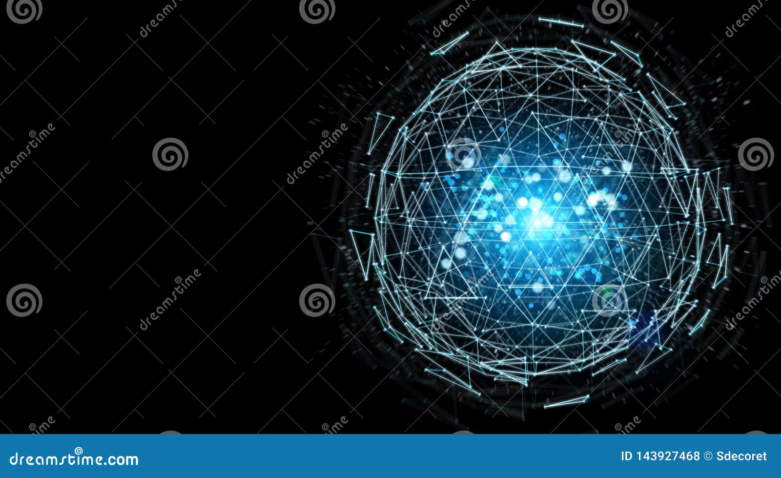 Digital Triangle Exploding Sphere Hologram 3D Rendering Stock ...