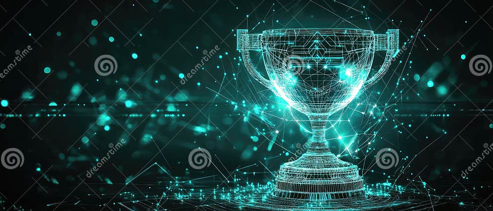 Digital Trophy on a Network Background Stock Illustration - Illustration of patterns, success ...