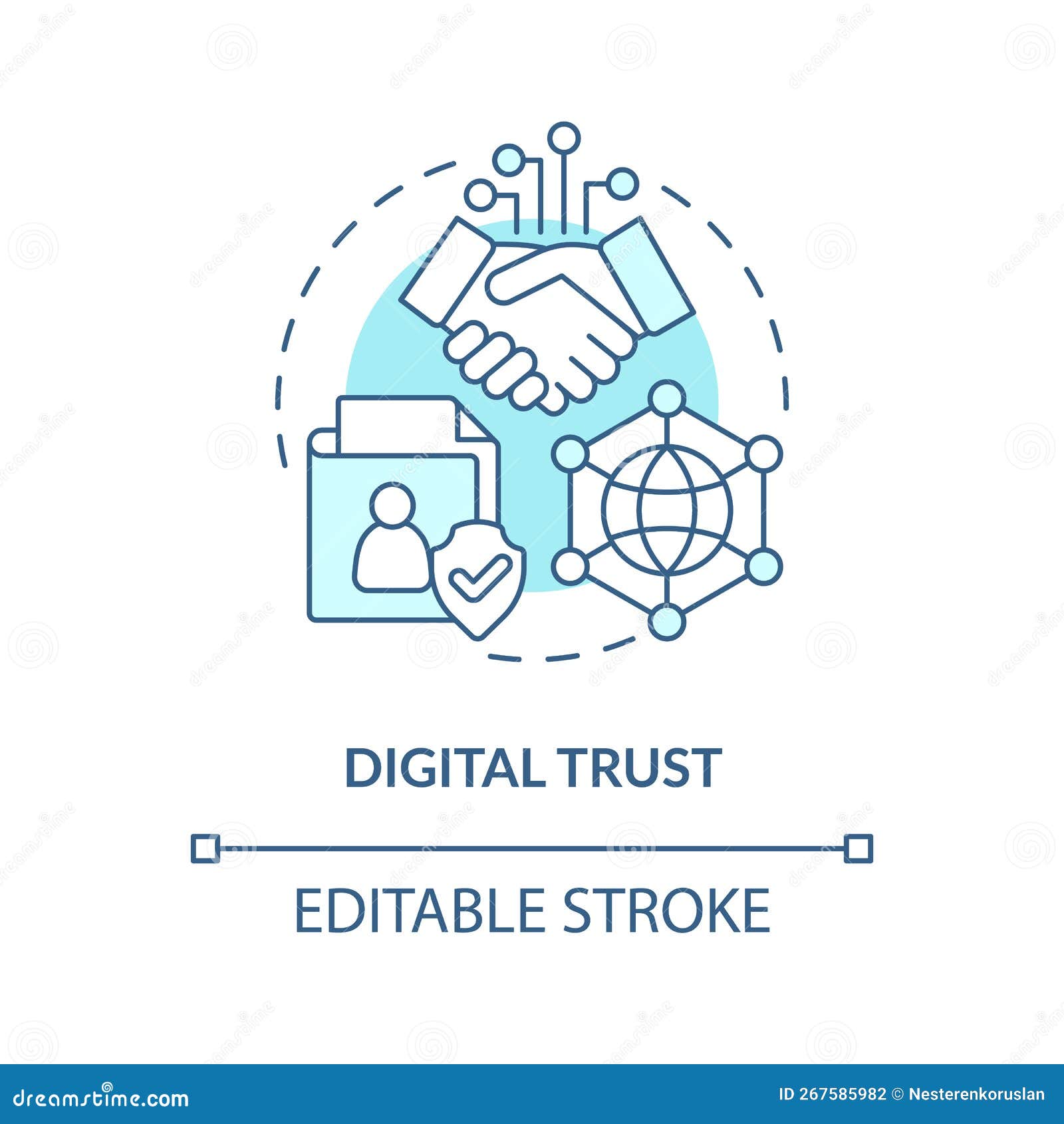 Digital Trust Text On Abstract Blue Hex Background Illustration Royalty ...