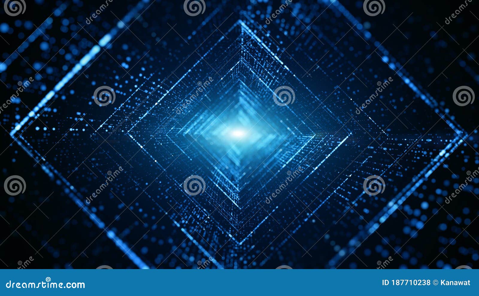 Digital Tunnel of Cyberspace with Particles and Lighting, Technology ...