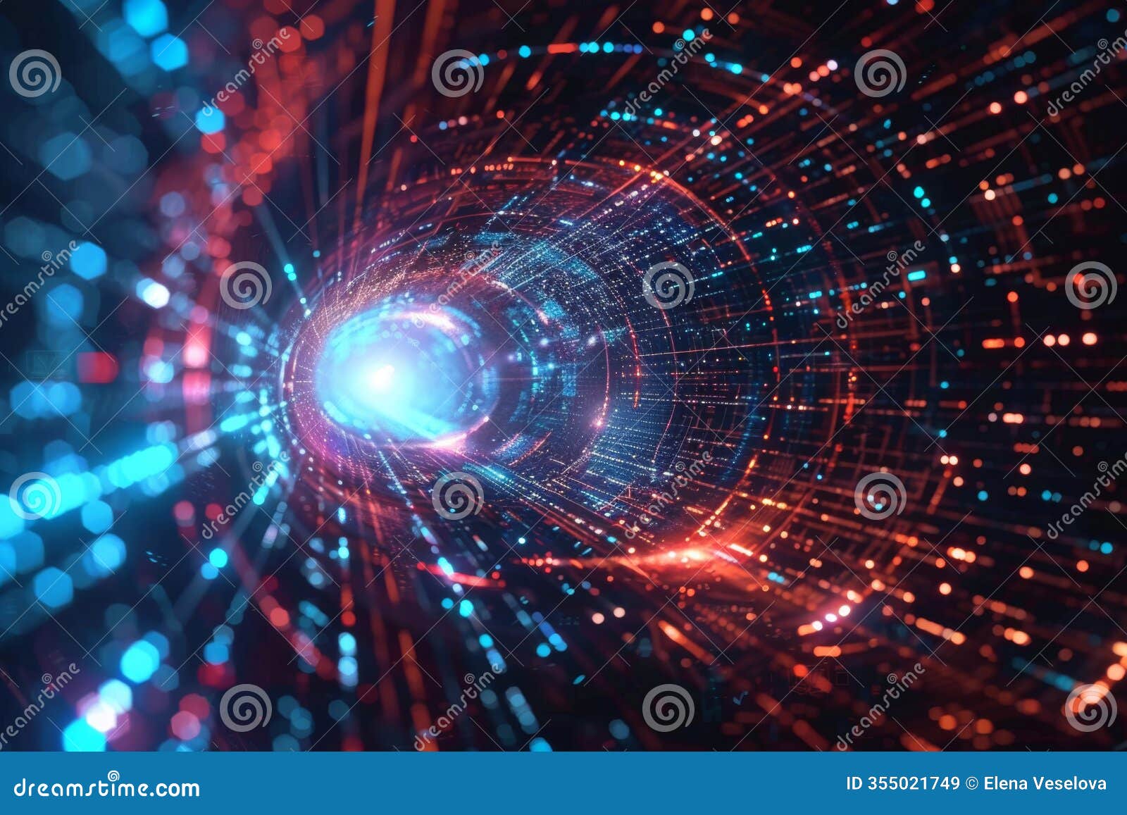 Digital Tunnel Effect Showing Concept of Data Transfer, Big Data ...