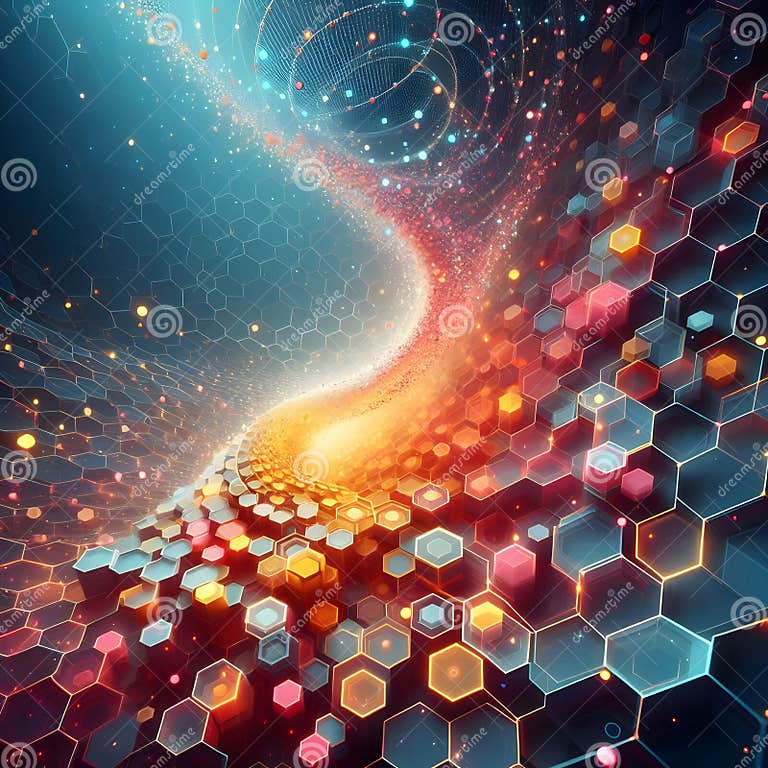 Digital Tunnel Evolving into Luminous Hexagonal Structure, Symbolizing Artificial Intelligence ...