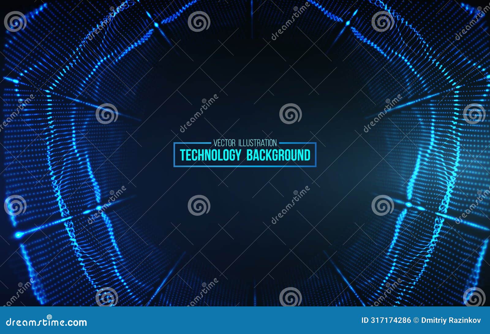 Digital Tunnel Light Technology Background. Data Flow Motion Effect ...