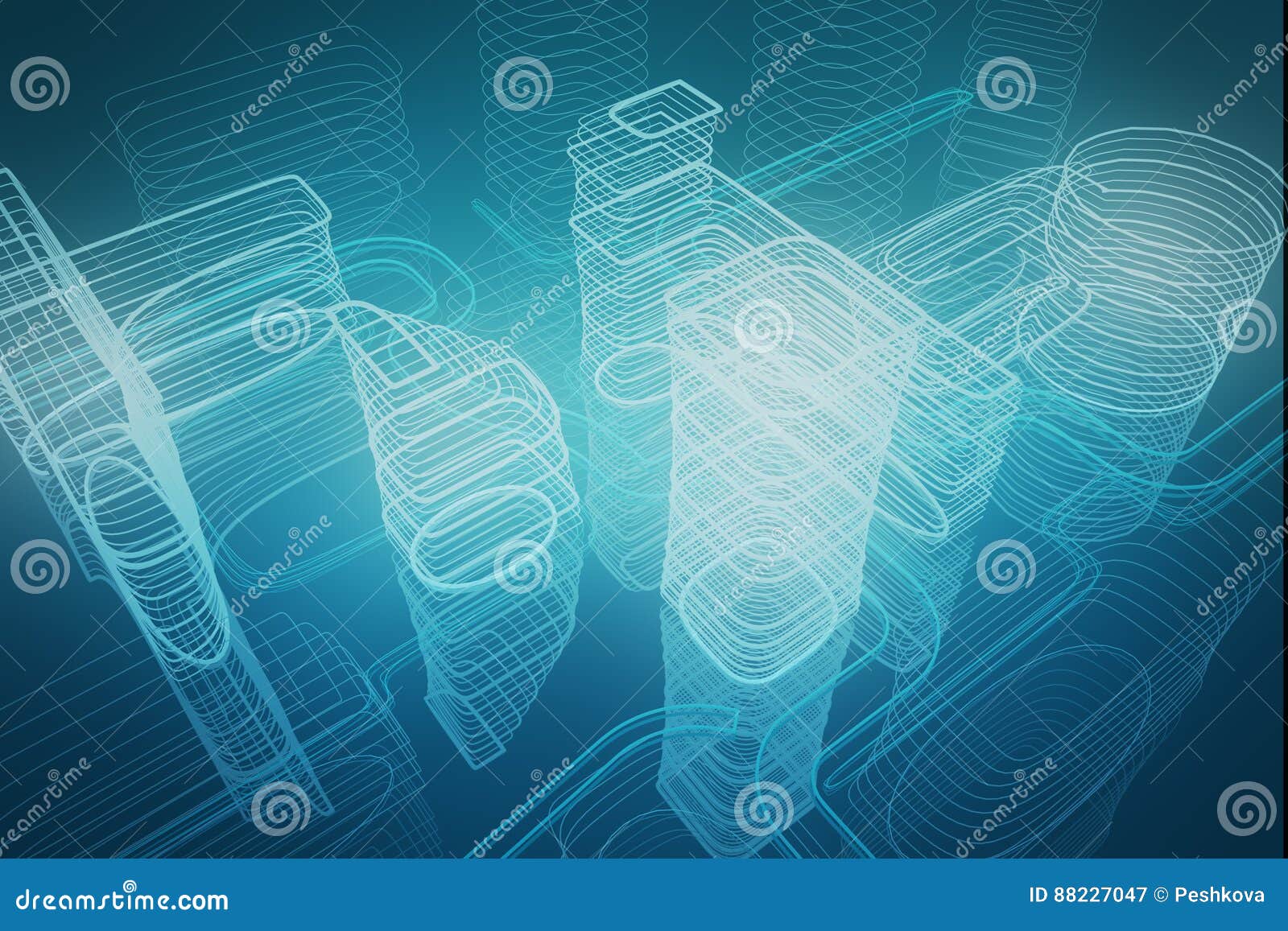 Digital turquoise city top stock illustration. Illustration of abstract ...