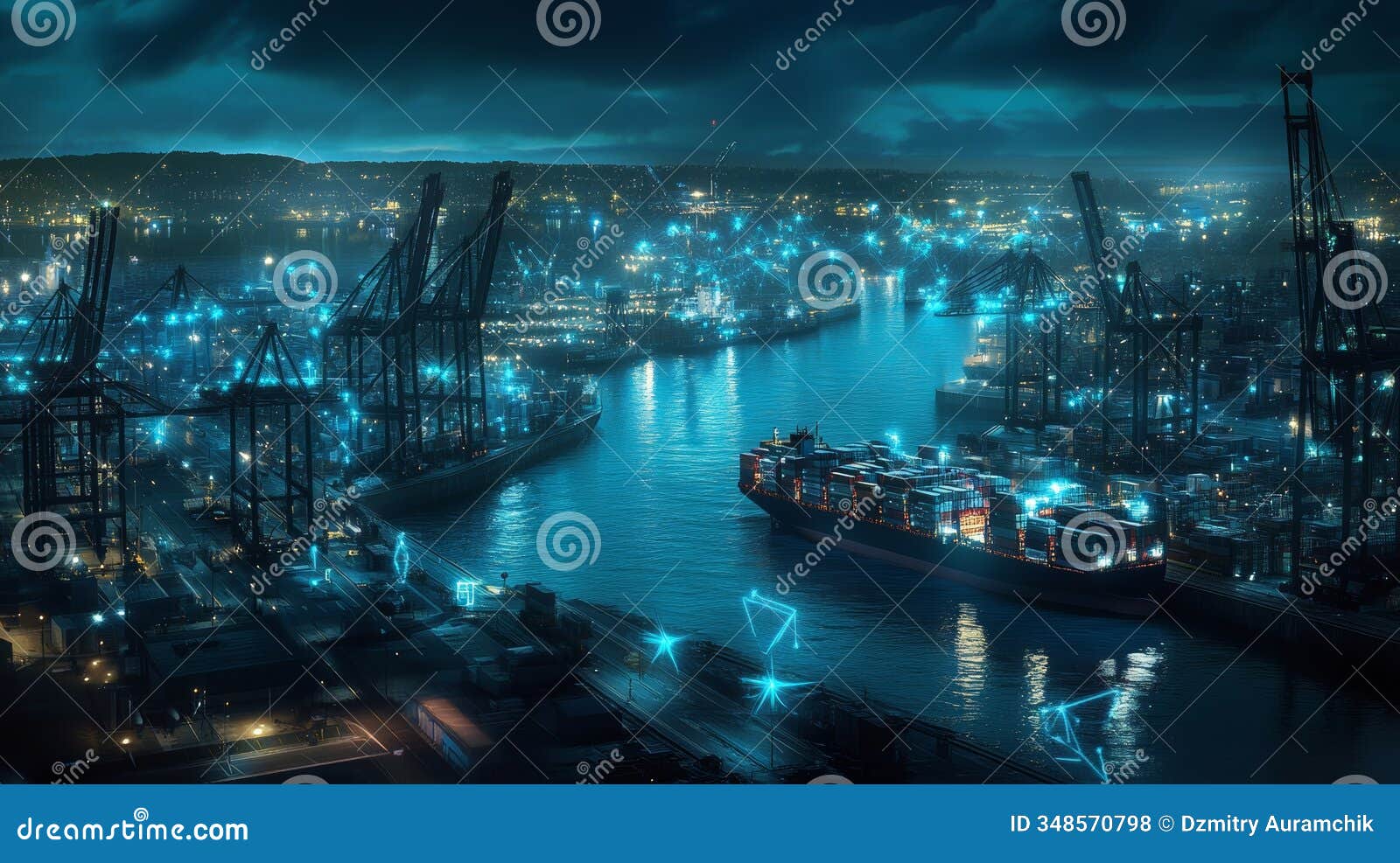 Digital Twin Port Streamlining Logistics and Ship Traffic Stock Photo ...