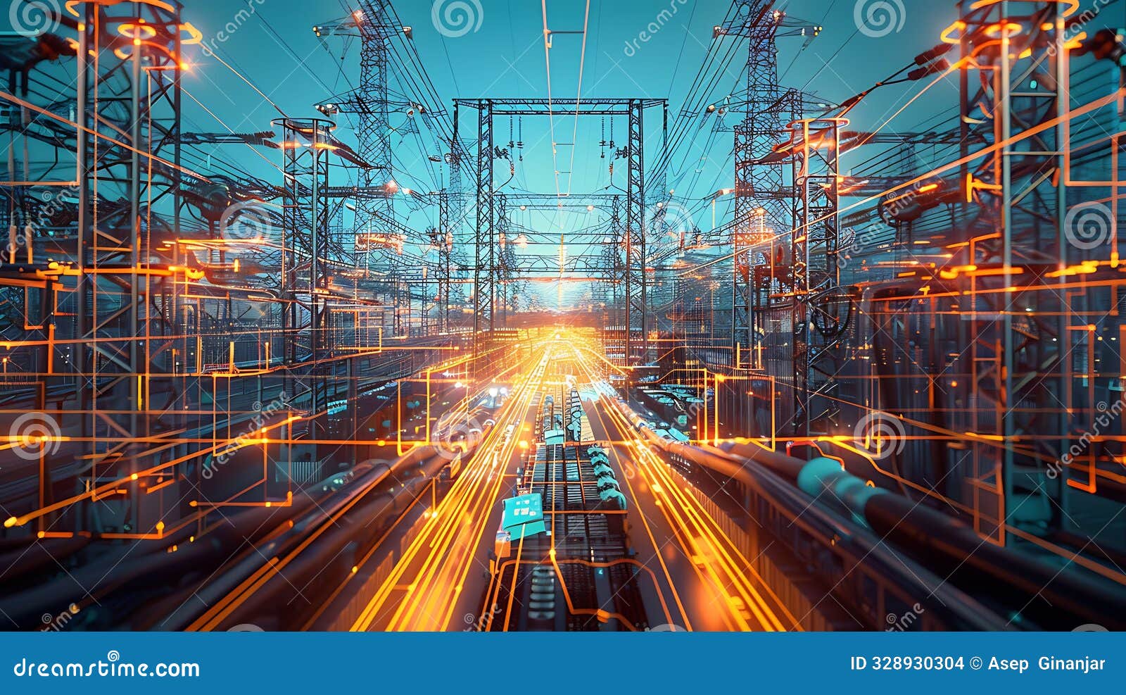 Digital Twin of a Power Grid Stock Illustration - Illustration of ...