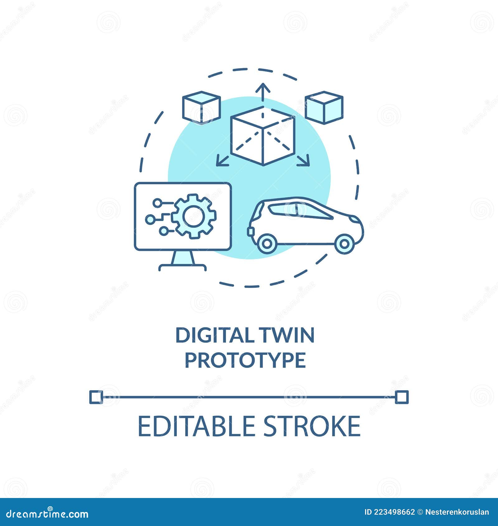 Digital Twin Prototype Concept Icon Vector Illustration | CartoonDealer ...