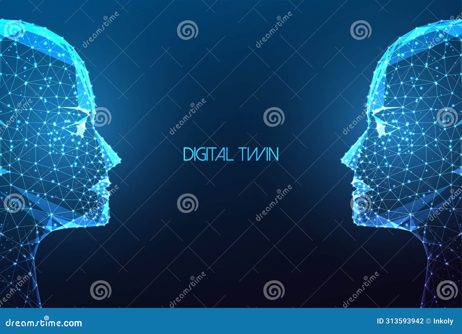 Digital Twins, Artificial Intelligence Futuristic Concept with Two ...