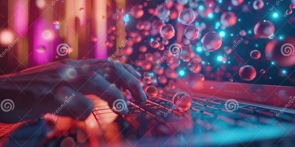 Digital Typing and Data Flow. Created by Generative Artificial ...