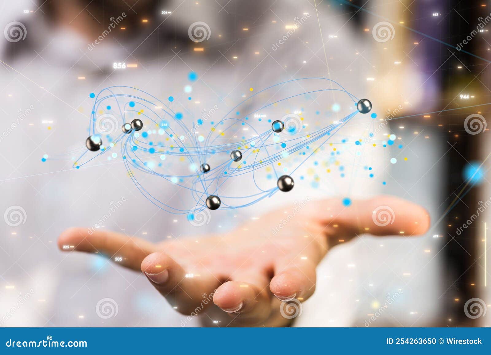 Digital Unity Group and Teamwork Concept in a Hand, 3d Render Stock ...