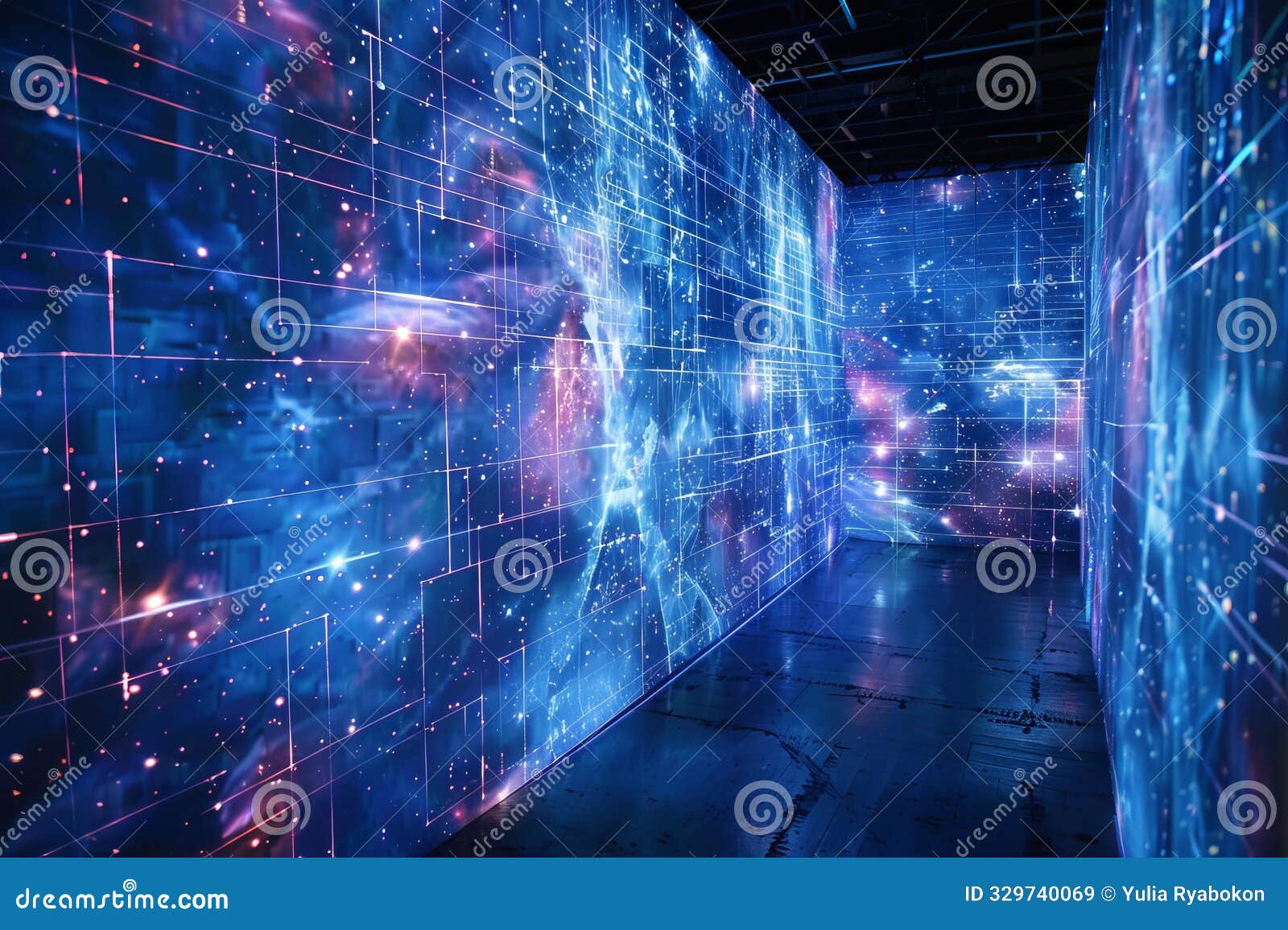 Digital Universe Expanding in Server Room with Blue Lights Stock ...