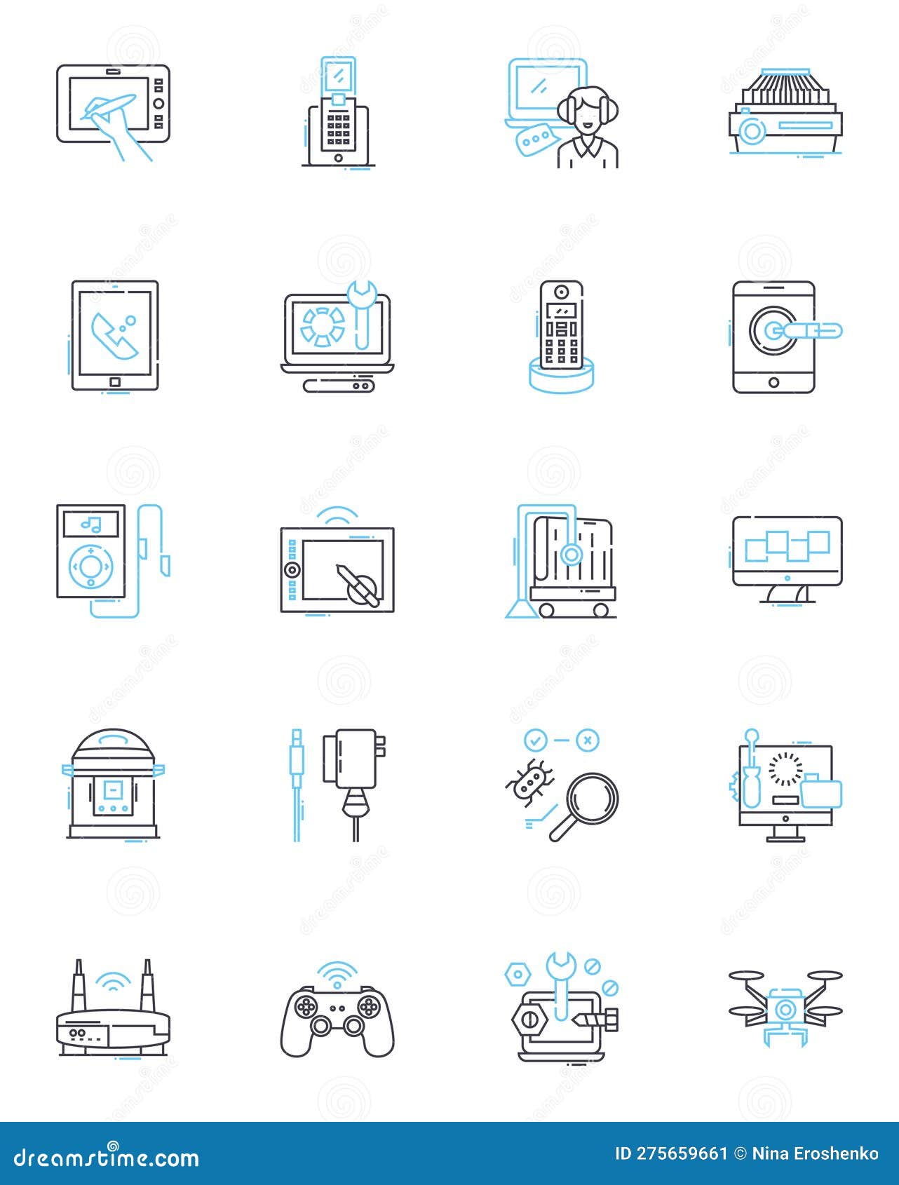Digital Upgrades Linear Icons Set. Innovation, Progress, Advancement ...