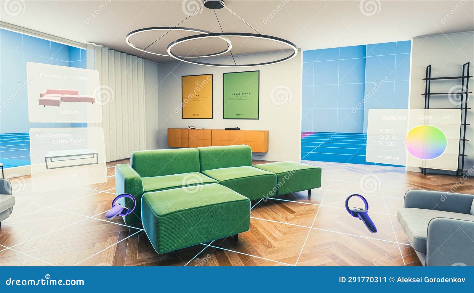 Digital User Interface of a Virtual Reality Interior Design Software ...