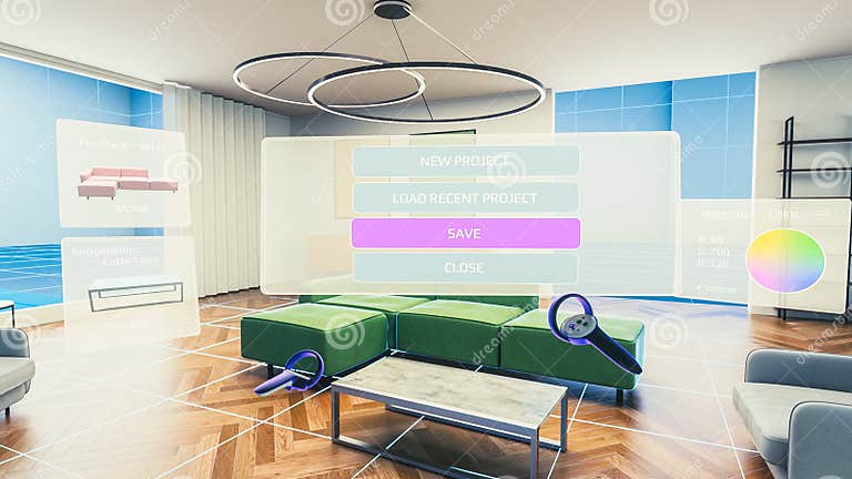 Digital User Interface of a Virtual Reality Interior Design Software ...