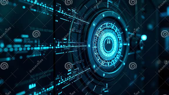 Digital Vault with Encryption Symbols Stock Photo - Image of light ...