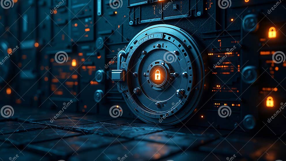 Digital Vault with Encryption Symbols Stock Image - Image of locks ...