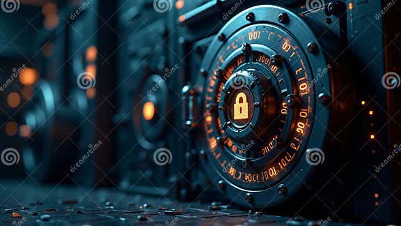 Digital Vault with Encryption Symbols Stock Photo - Image of digital ...