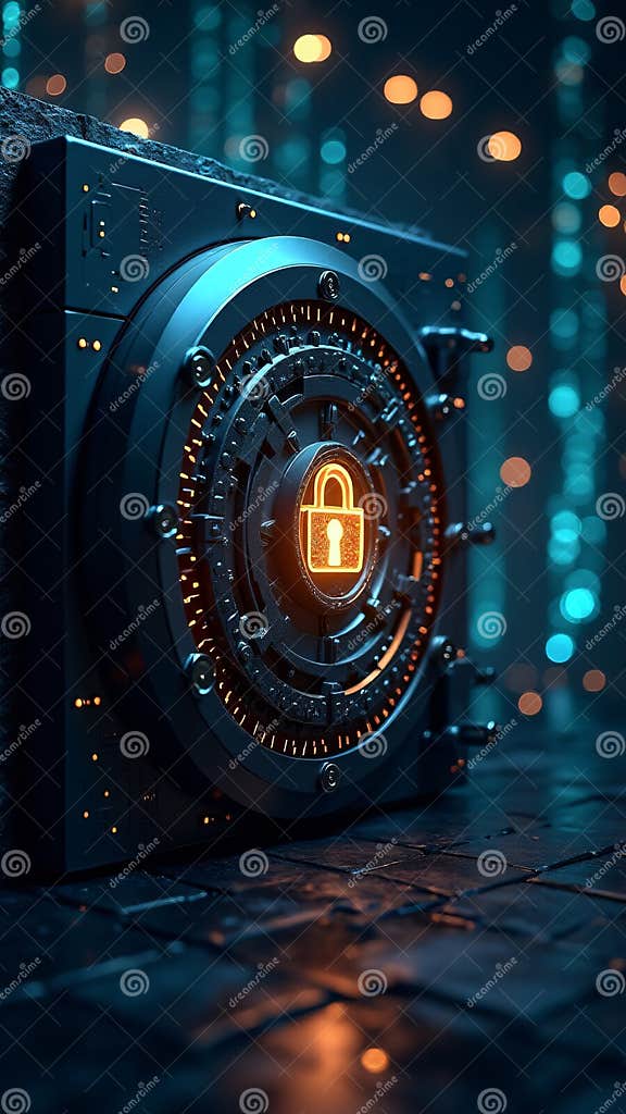 Digital Vault with Encryption Symbols Stock Image - Image of data ...