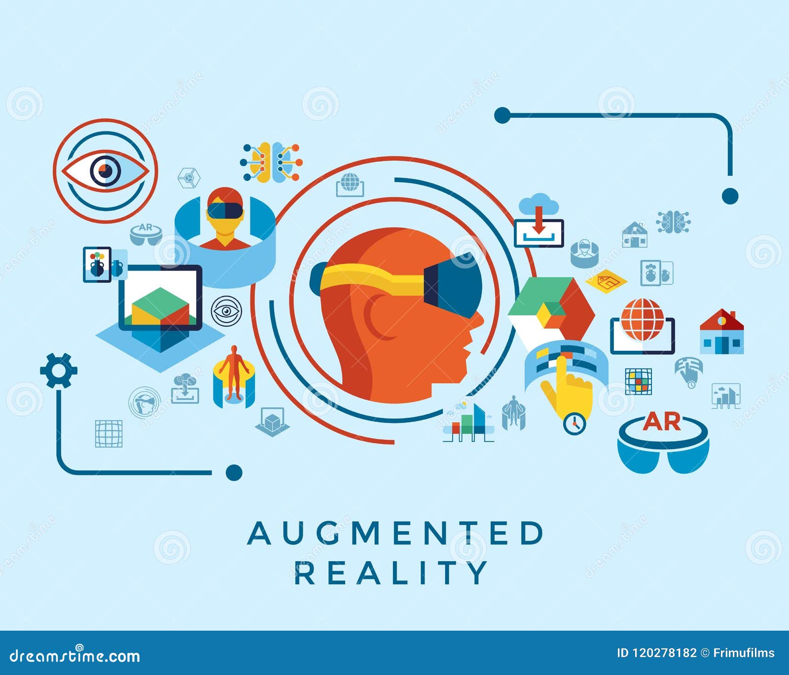 Augmented and Virtual Reality Icons Set Stock Illustration ...