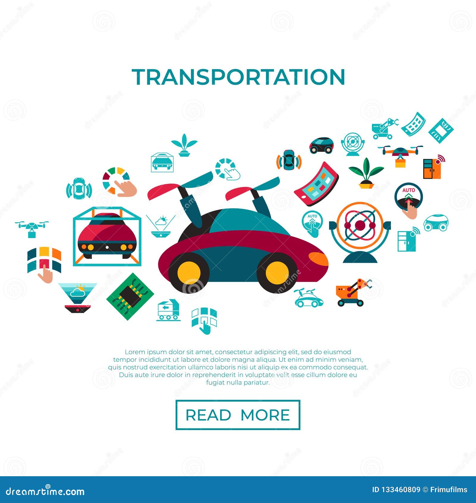 Digital Vector Autonomous Transportation Stock Illustration ...