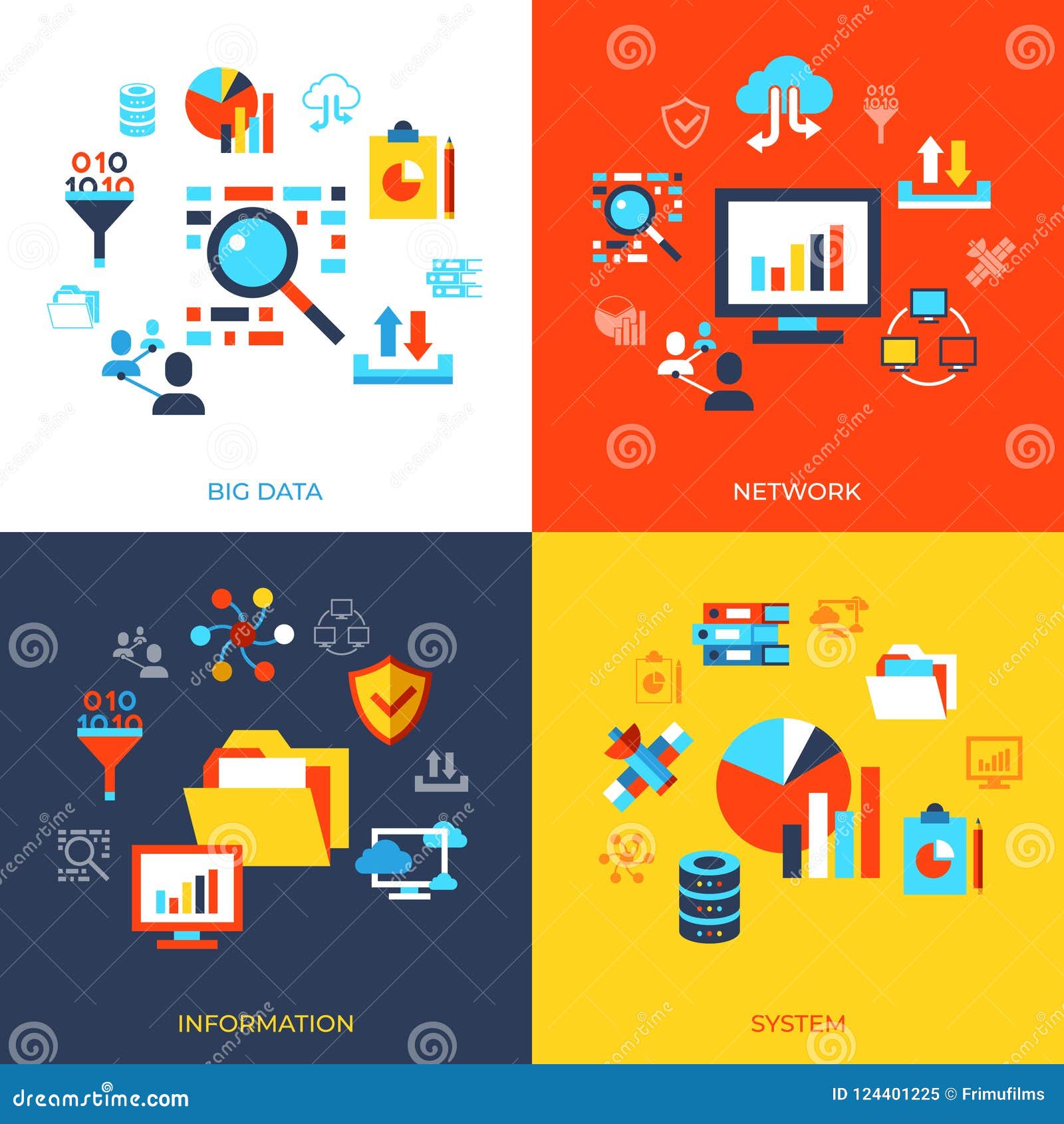 Digital Vector Big Data Icons Set Stock Illustration - Illustration of ...