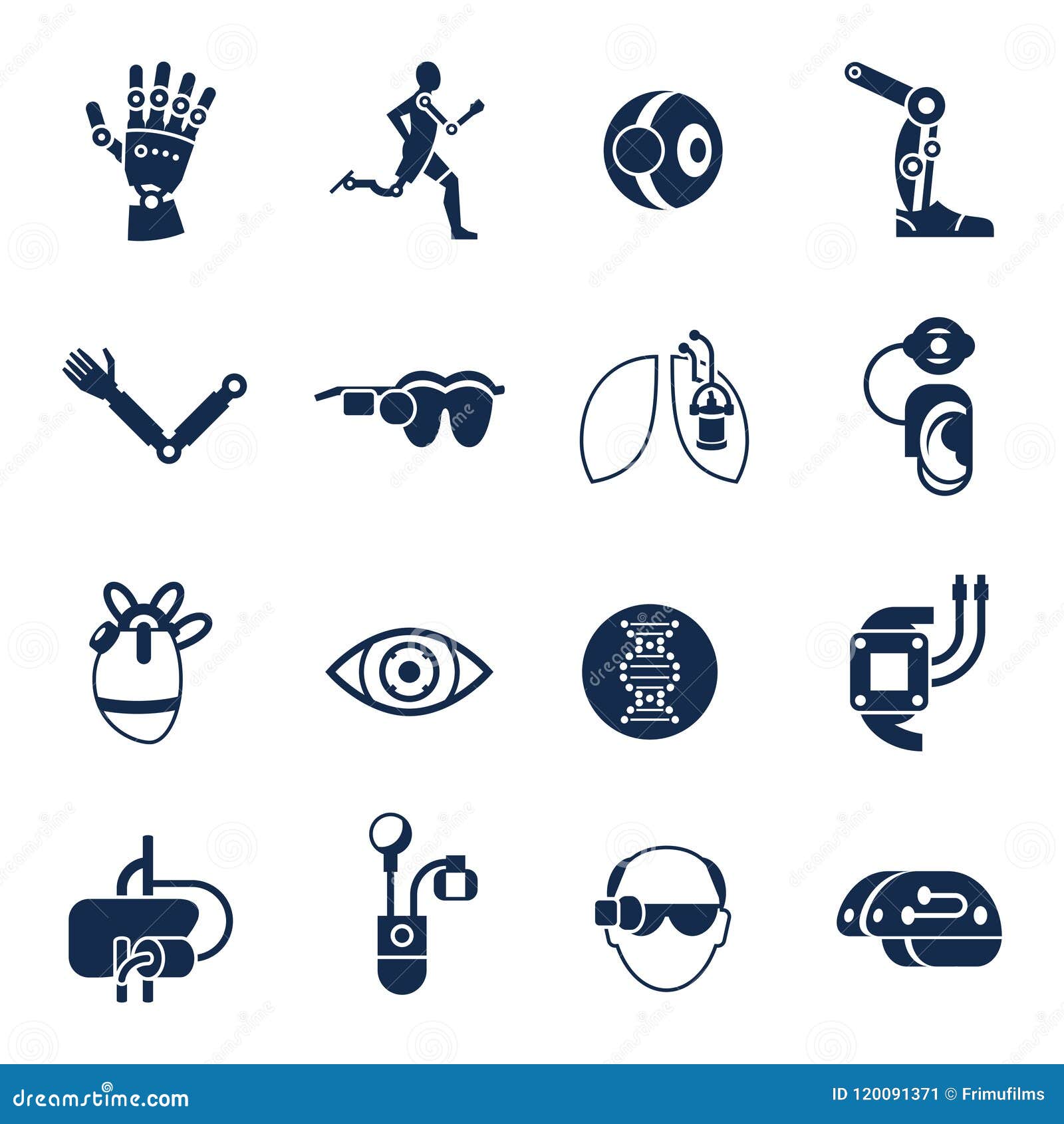 Bionics And Artificial Intelligence Icon Set Royalty-Free Stock Image ...
