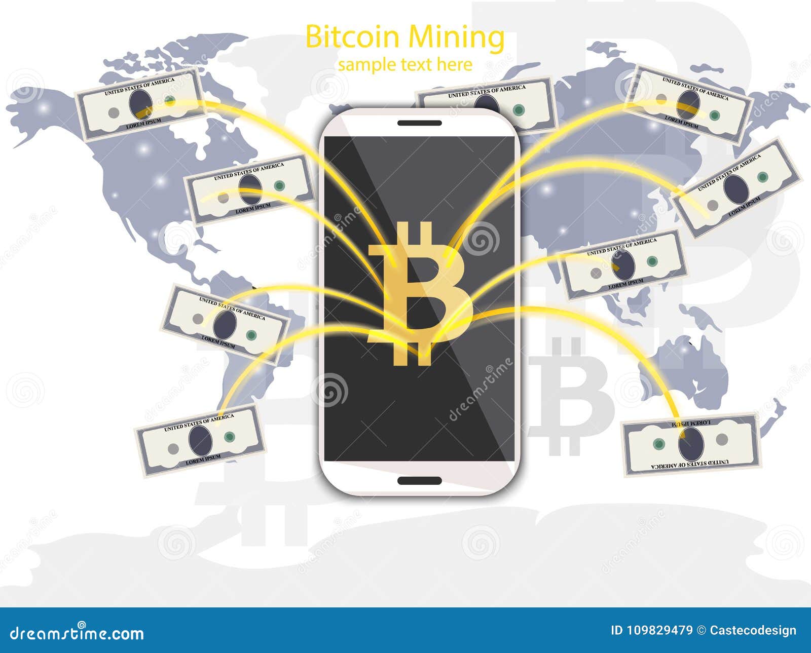 Digital Vector Bitcoin Mining from Phone. Cryptocurrency Wallet ...