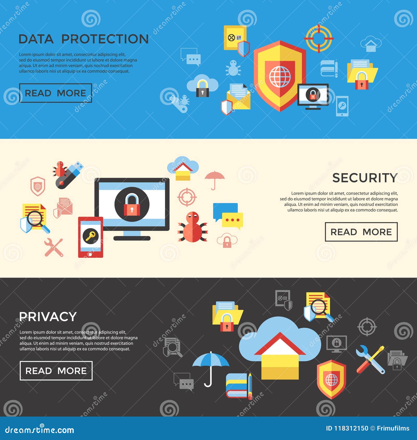 Digital Vector Data Protection Icon Set Stock Illustration ...