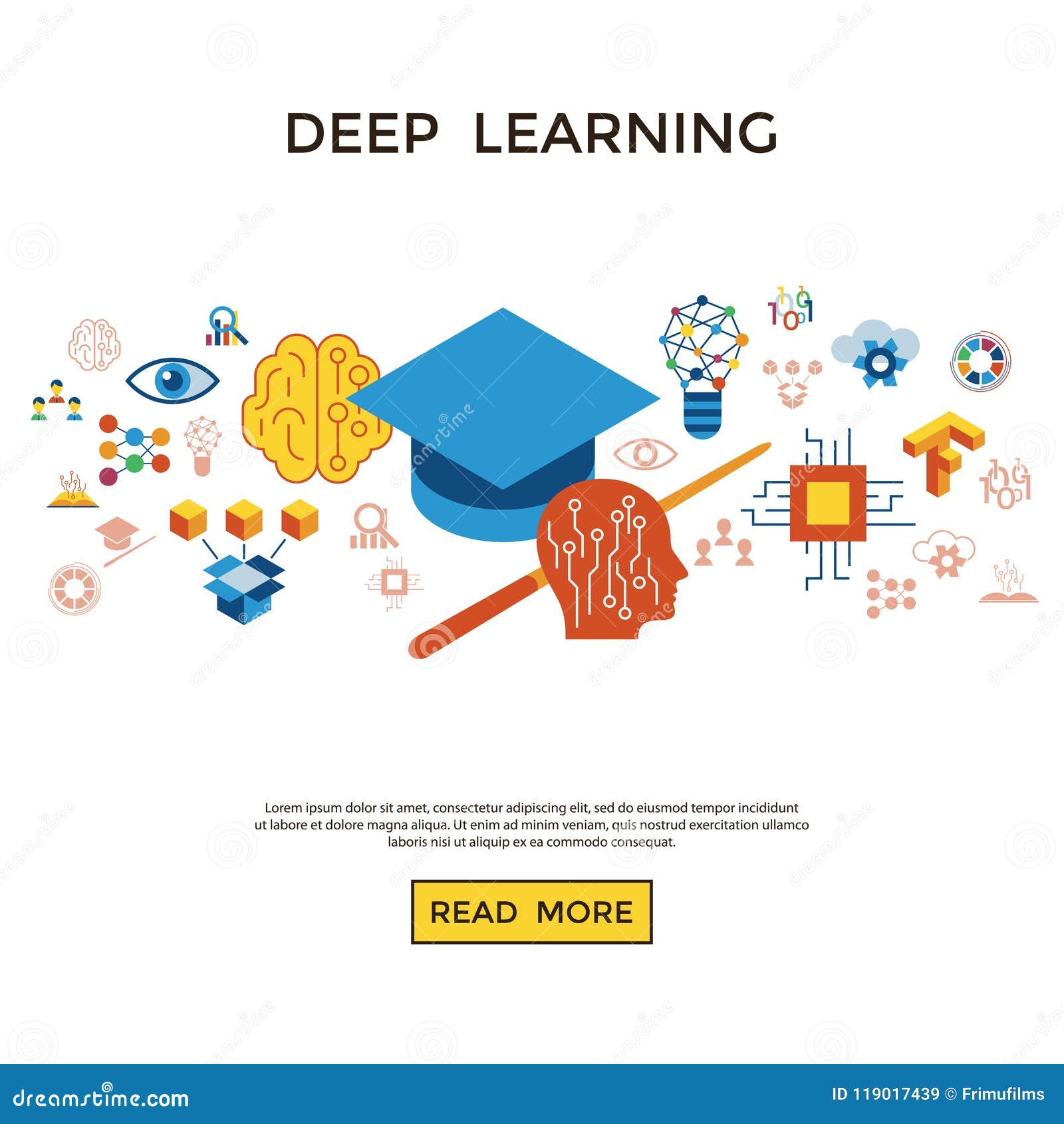 Digital Vector Deep Learning Stock Illustration - Illustration of icons ...