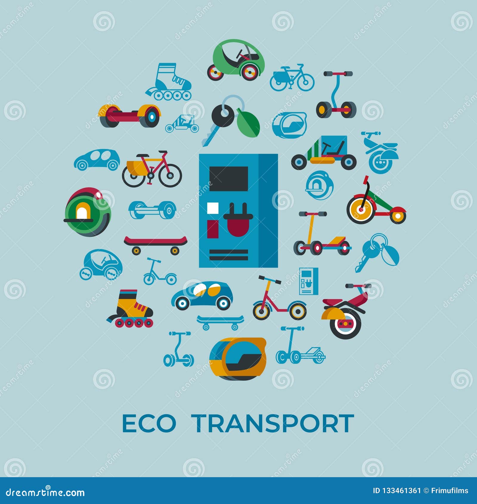 Digital Vector Eco Transport Icons Set Stock Illustration ...