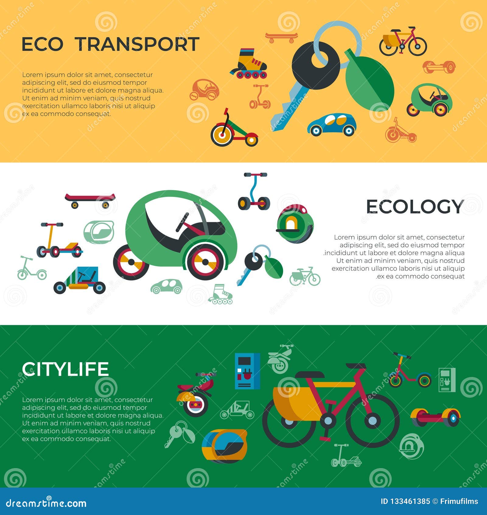 Digital Vector Eco Transport Icons Set Stock Illustration ...